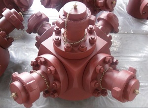 Red Performance Wellhead Frac Head , High Efficient Xmas Tree Wellhead